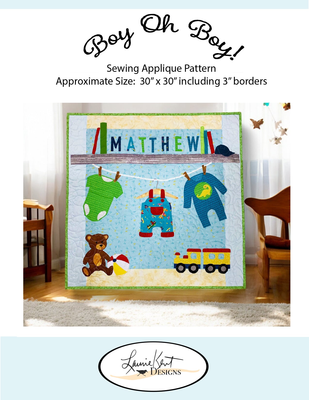Boy Oh Boy - Sewing Applique Pattern – Laurie Kent Designs