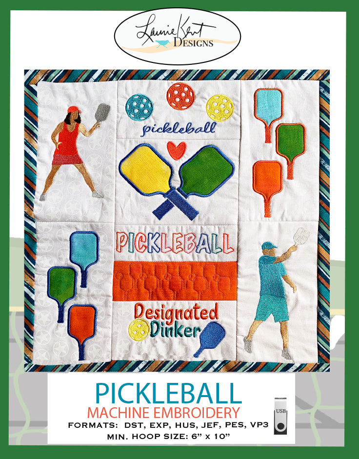 Pickleball Fun - Embroidery Designs – Laurie Kent Designs